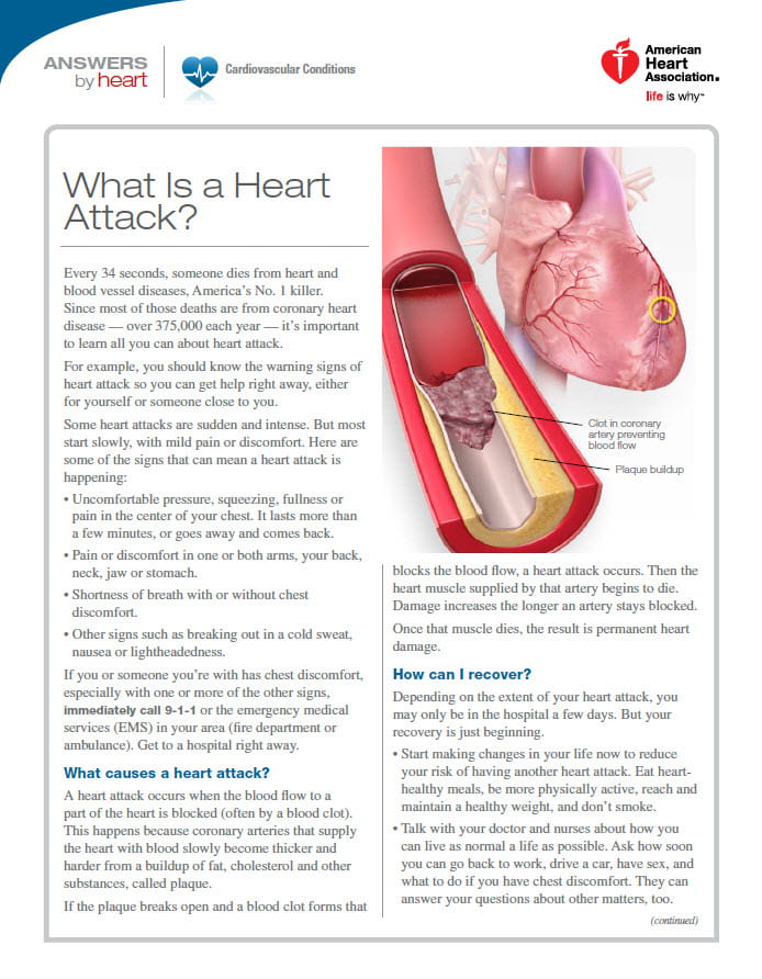 Answers By Heart Fact Sheets Cardiovascular Conditions American